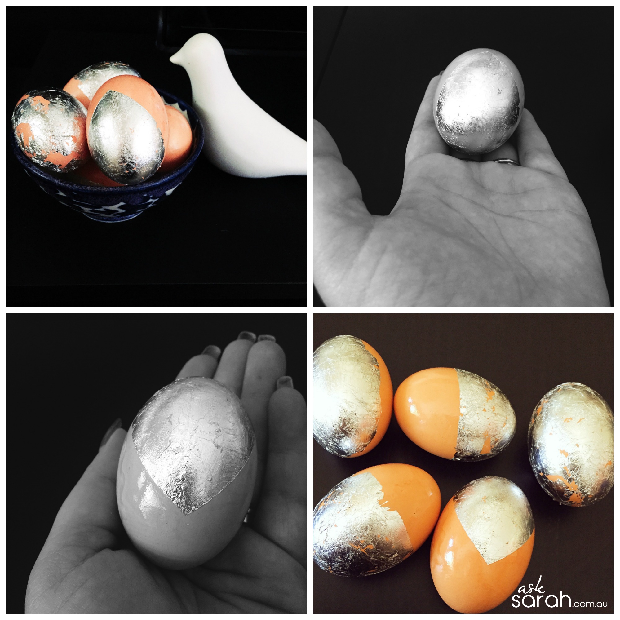 DIY Foiled Silver Easter Eggs {Silver Leaf Eggs} – Ask Sarah