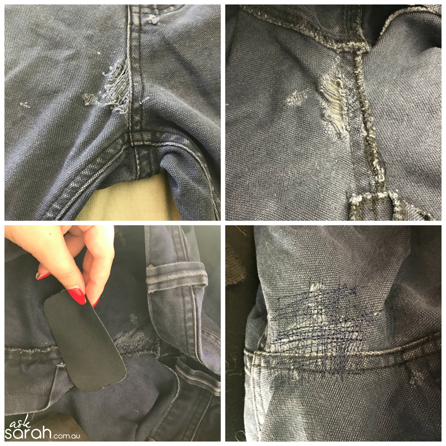 Sew: Mending Holes In Heavy Duty Work Wear {Sewing For Tradies} – Ask Sarah